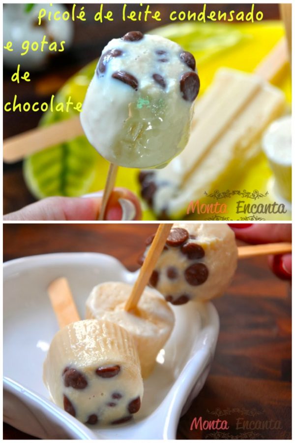 Picolé de Leite Condensado com cookie - Monta Encanta