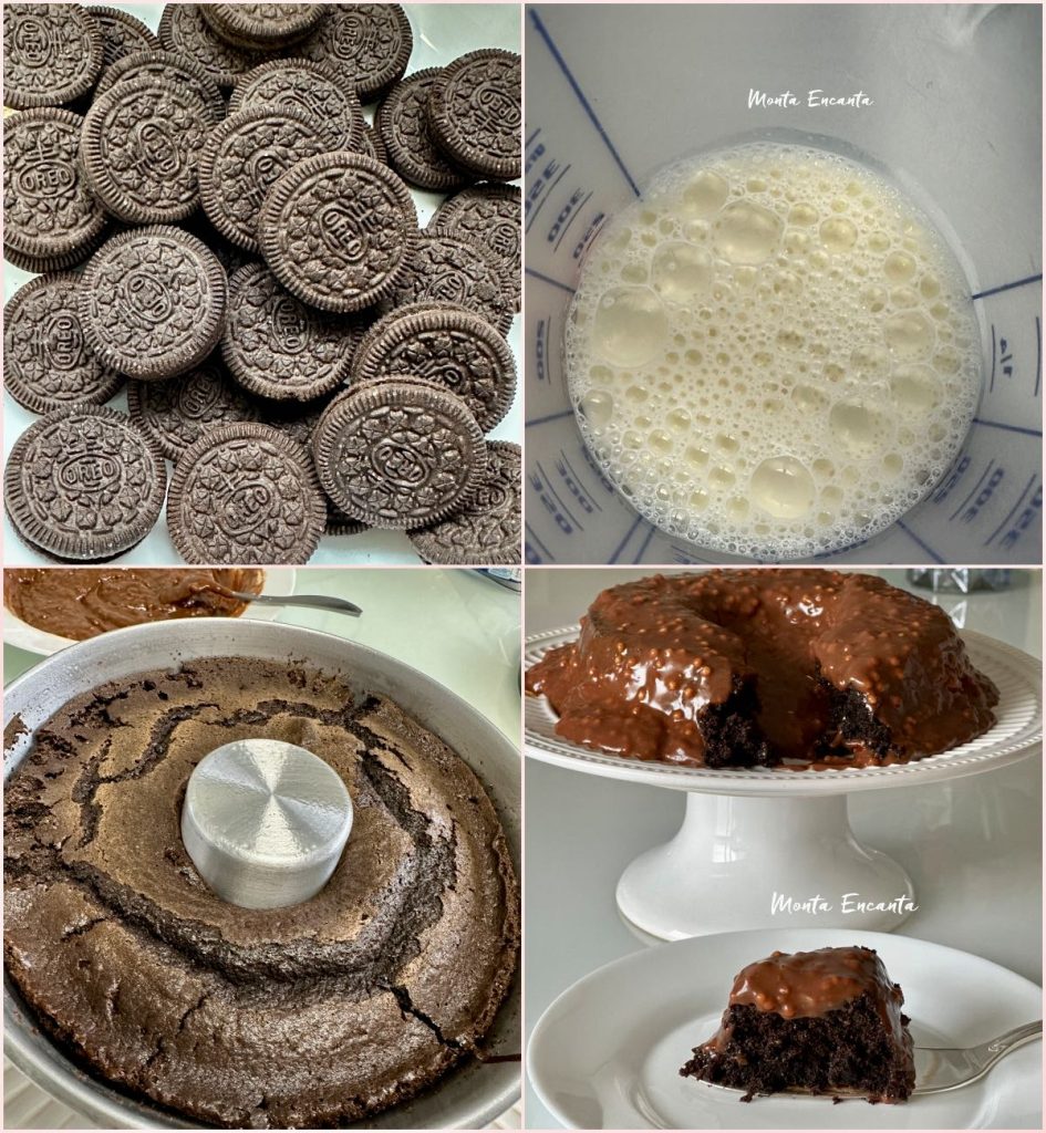 Bolo Oreo com ganache crunch - Monta Encanta